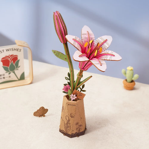 Robotime DIY Wooden Bloom Craft Bloom Pink Lily – Gametraders Seaford